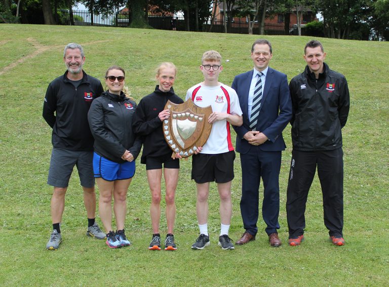 Trophy presentation with Tim Baxter Head fo PE, Emma Todd Head of House ...
